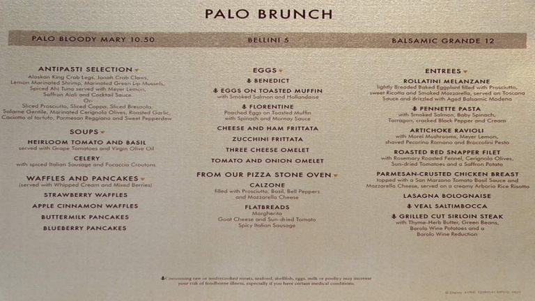 Palo Brunch Review on the Disney Wonder - Disney Cruise Line Information